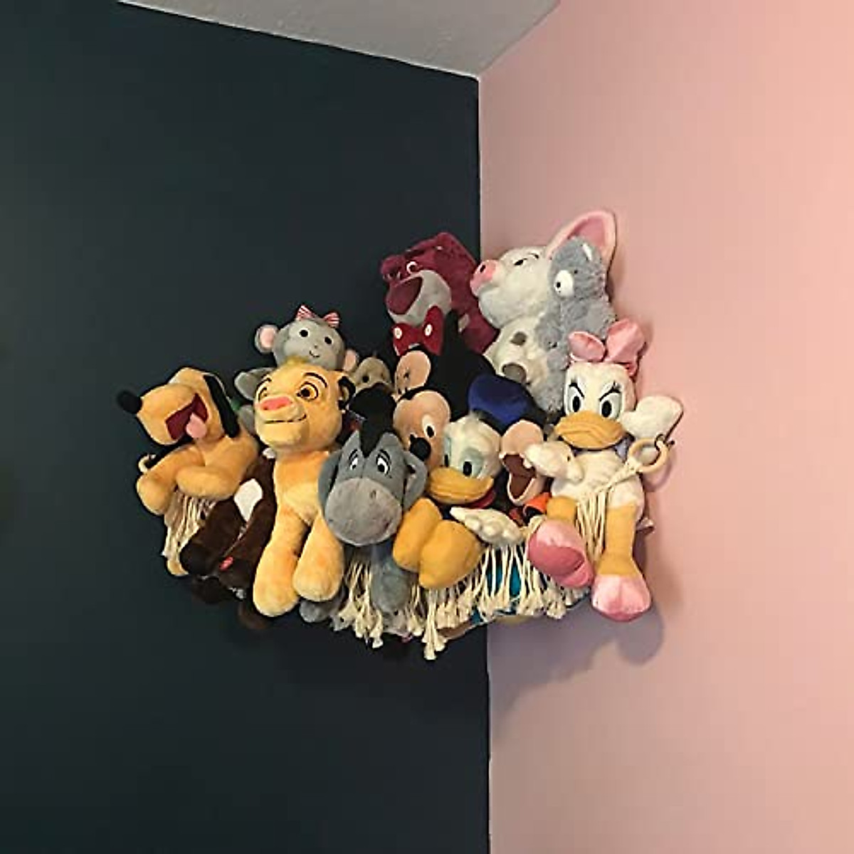 Stuffed Animal Hammock Macrame - Toy Hammock for Stuffed Animals - Stuff Animal Organizer Corner Storage Hanging Fringe - Stuffed Animal Display Holder Net Tassels for Nursery Décor