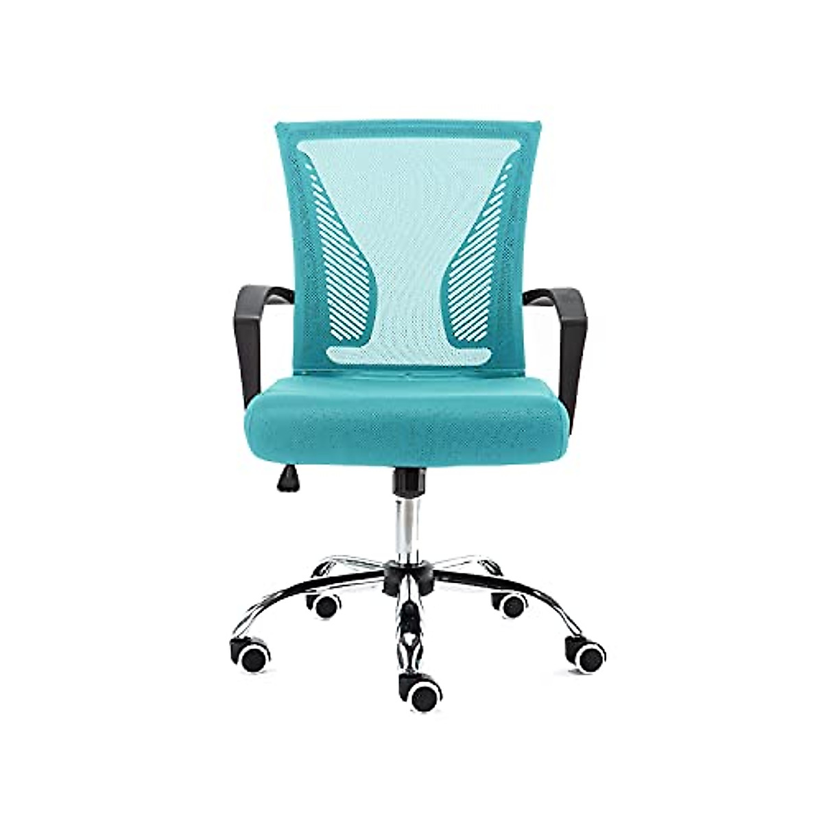 Modern Home Zuna Mid-Back Office Task Chair - Ergonomic Back Supporting Mesh Back Desk Chair (Black/Aqua)