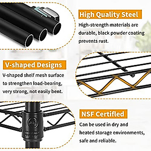 YYkokocat 4 Tier Adjustable Shelving Unit 1000Lb Capacity Metal Storage Shelves Heavy Duty Wire Shelf for Bathroom Kitchen Pantry Steel Wire Rack Shelf Organizer, 36" W x 14" D x 54" H, Black