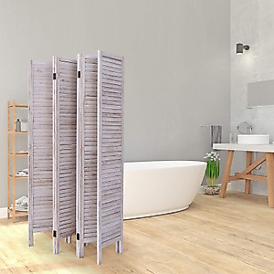 Happygrill 6-Panels Wooden Room Divider Folding Privacy Room Dividers Screen for Home Office, 5.5 Ft Tall