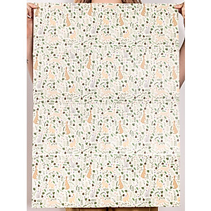 Cute Wrapping Paper - 6 Sheets of Birthday Gift Wrap - Cute Rabbits - Brown Wrapping Paper Sheets - For Girls Baby Shower - Animal Theme - Comes With Fun Stickers - By Central