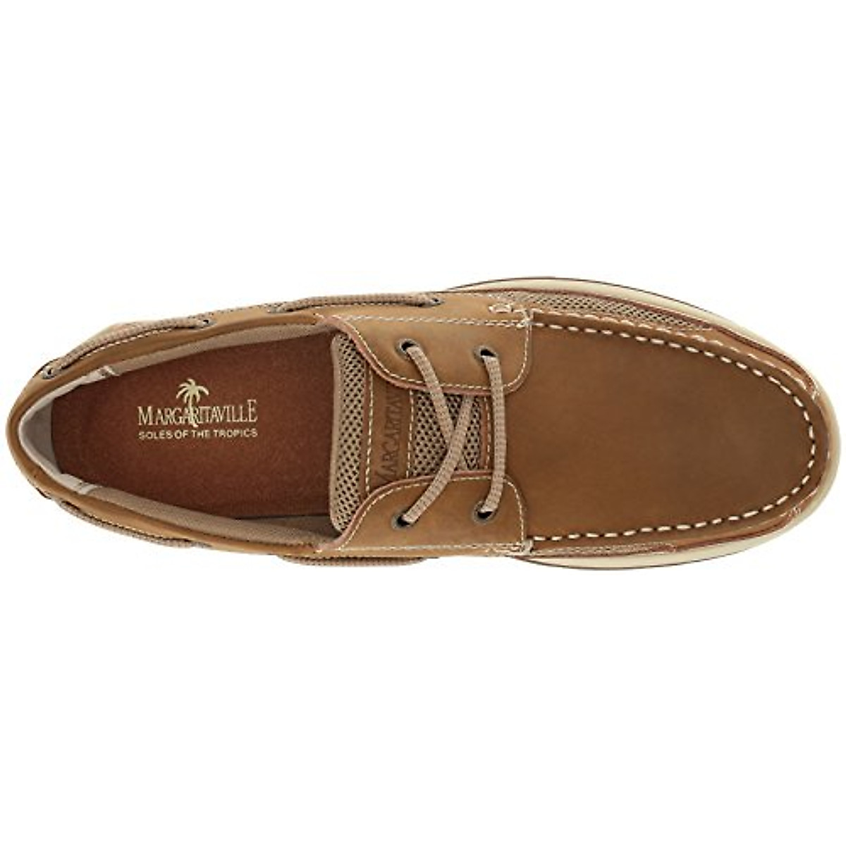 Margaritaville Men's Anchor Lace Boat Shoes-Lightweight and Durable 2 Eye Lace Up, Light Tan, 10