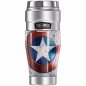 THERMOS Marvel - The Falcon And The Winter Soldier Wield, Captain America Shield STAINLESS KING Stainless Steel Travel Tumbler, Vacuum insulated & Double Wall, 16oz