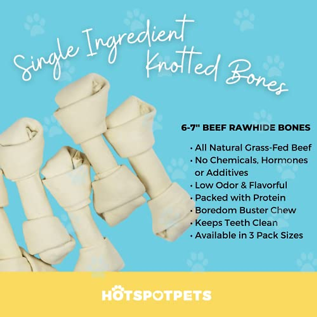 Hotspot Pets 10 Pack - 6-7 Inch Certified Facility Rawhide Dog Chews - from Grass Fed Brazilian Cows - Promotes Tooth Health and Good Behavior (10 Pack)