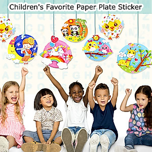 JUYEE Craft Kits for Kids Ages 4-8 with Stickers and Paper Plates,10 Packs Animal Paper Plate Sticker for Craft Parties, Groups and Kindergarten for Boys and Girls