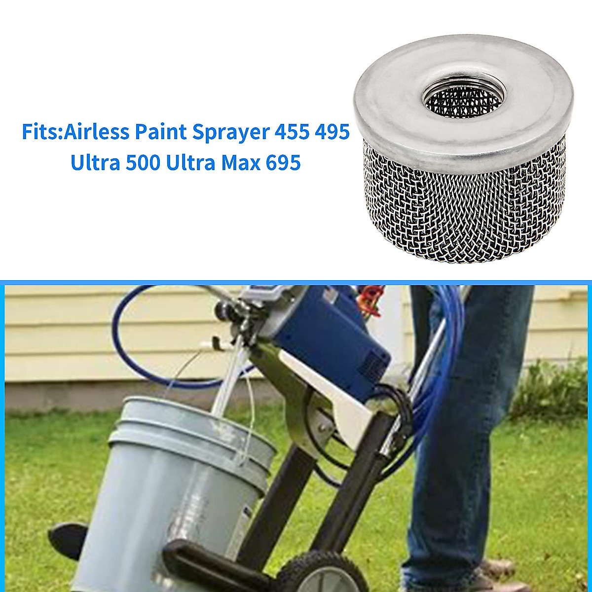 Homhelar 181073 or 181-073 Inlet Strainer Screen Filter with 1/2" NPT Thread Stainless Steel for Airless Paint Sprayer 455 495 Ultra 500 Ultra Max 695