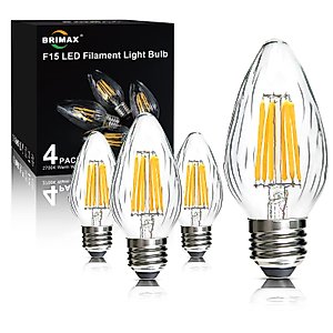 BRIMAX F15 6W Led Porch Light Bulbs Outdoor, Equivalent 60W Incandescent Bulb, E26 Medium Base Dimmable 2700K Warm White Flame Wrinkle Glass, LED Post Bulbs for Ceiling Fan and Lantern Lamp, 4Pack