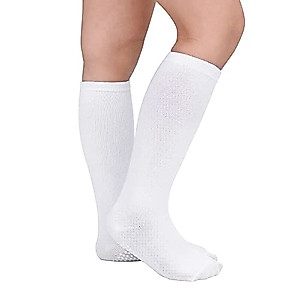 Century Star Baby Girl Socks Boy Knee High Socks Toddler Non-Slip Tube Sock School Soccer Striped Stockings for Infant 1 White 1-3 Years