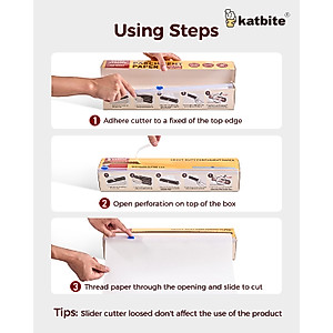 Katbite Heavy Duty Parchment Paper Roll & Slide Cutter for 15 Inches Plastic Food Wrap