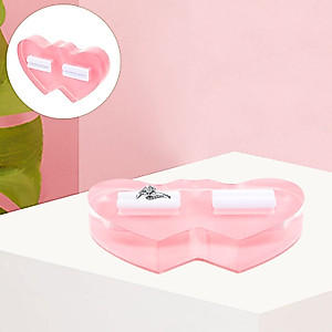 iplusmile Loving Earring Holder Acrylic Ring Box Heart Shaped Case Ear Studs Display Holder with Foam Cushion Portable Necklace Jewelry Organizer Bracelets Storage Tray for Women Pink