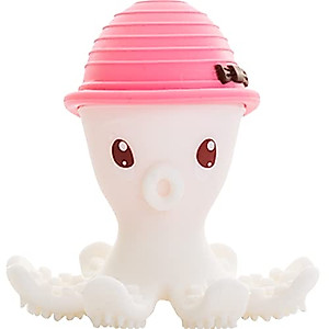 Mombella Ollie Octopus Silicone Baby Teething Toy for 3M+ Babies, Gum Massager with 8 Feet with Different Textures for Teehing Pain Relief, Baby Bathing Toy, Freezable Teether for Baby Girls, Pink