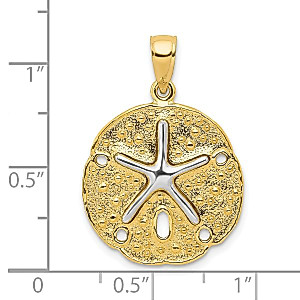 IceCarats 14K Two Tone Gold Sand Dollar Sea Star Starfish Necklace Charm Pendant 28mm x 20mm Only