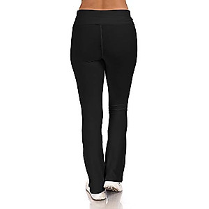 Simply Ravishing Cotton Fold Over Bootcut Yoga Pants (Size: XS-5X), Medium, Black