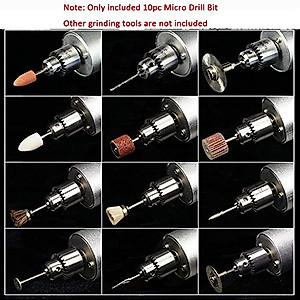 Eyech 0.3-4mm Micro Aluminum Portable Handheld Drill Mini Electric Hand Drill with 5A DC5V-12V Power Supply Control for DIY 10Pcs Drill Bits Included