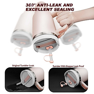 GAUDIE Silicone Spill Stopper Set of 4, Cup Accessories for Stanley 30/40 oz, Including Straw Cover Cap, Square Lid Stopper & Round Leak Stopper Plug (Purple)