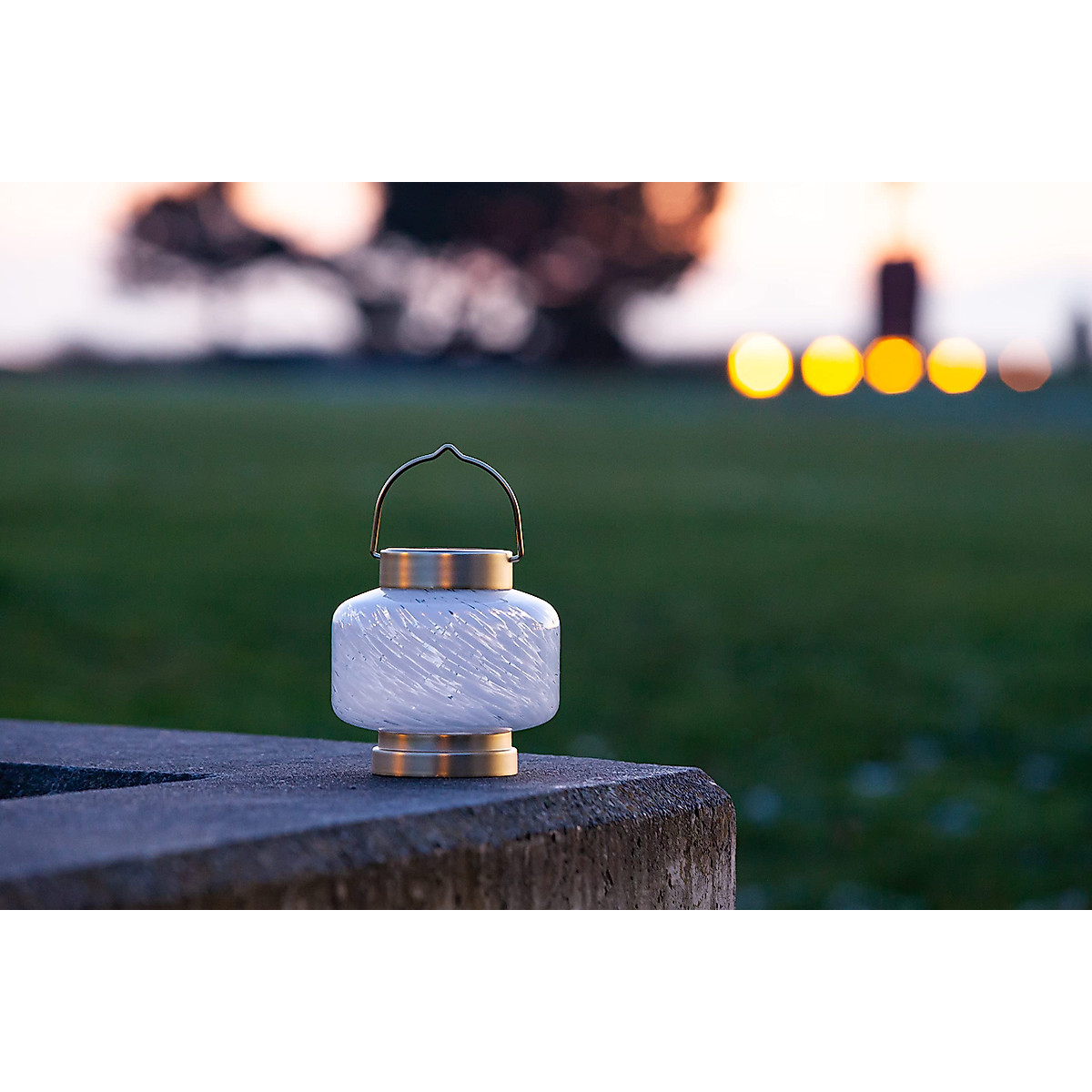 Allsop Home and Garden Solar Boaters Lantern Square, Handblown Glass with Solar Panel and LED Light, Weather-Resistant for Outdoor Deck, Patio, Garden, Square/White, 1-Count