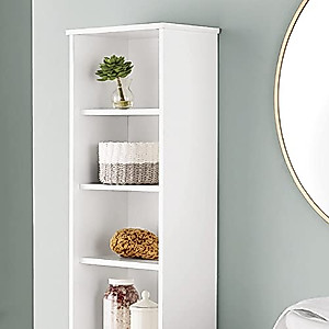 AZZAN White Bathroom Storage with Open and Concealed Shelves