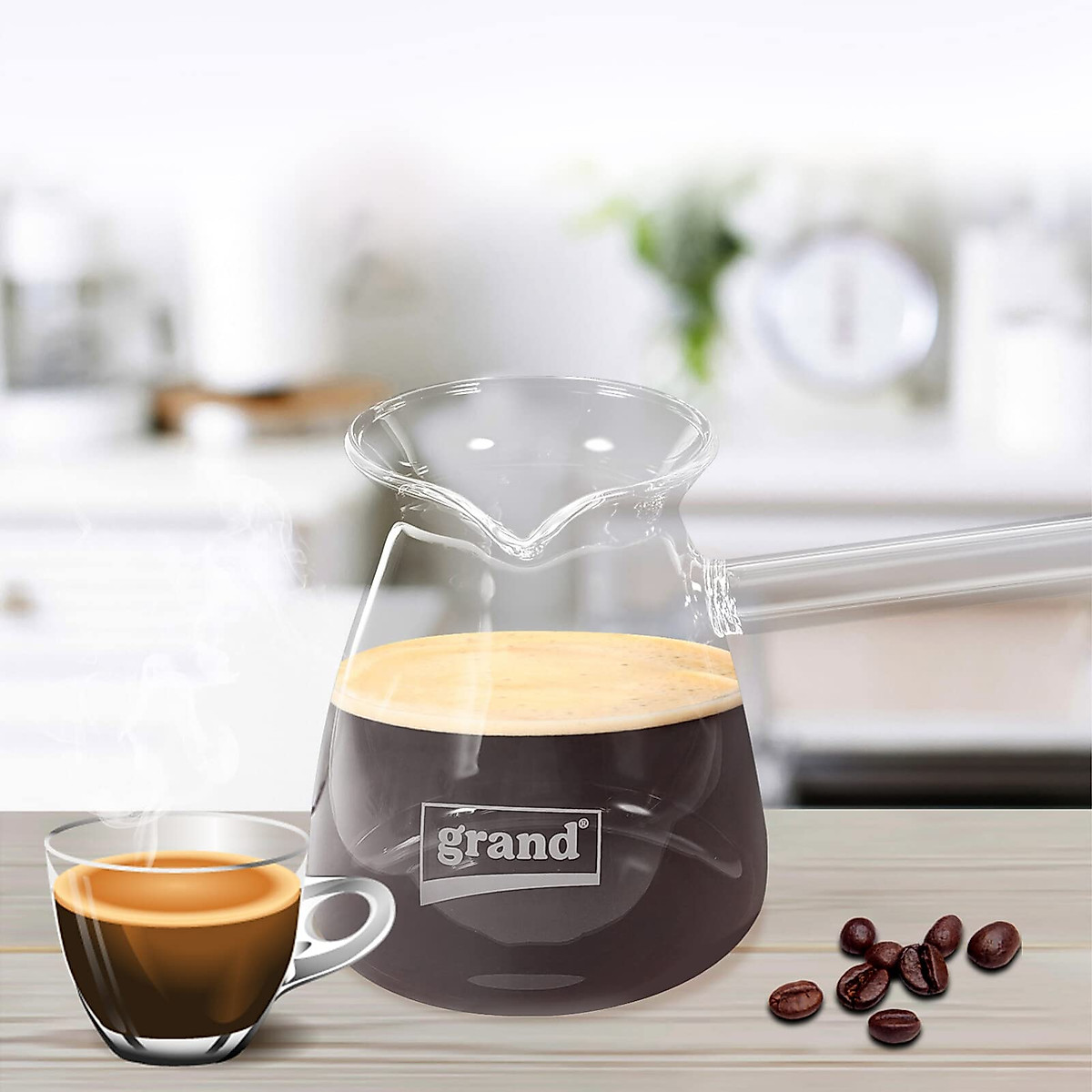 Operitacx 1pc Side Handle Coffee Maker Organic Coffee Decaf Espresso Ground Chocolate Heater Butter Melt Pot Coffee Pot Blueberries Organic Pans Boiler Household Pot Glass Arab Milk Foam Cup