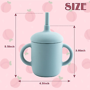 Sangyn 2 Pack Toddler Training Cup with Straw,BPA-Free,5 Oz Silicone Sippy Cups, Unbreakable, Trainer Cup for Babies Toddlers and Infants(Sky Blue, Brown)