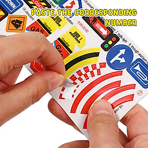 56Pcs Street Road Signs Playset Traffic Signs Playset Mini Electric Traffic Lights Toy Road Signs for Play(Mini Size)