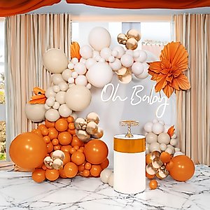 Fall colors Balloon Garland arch kit 107 PCS double stuffed Burnt Orange Balloons for Fall baby shower boho bridal shower Birthday thanksgiving Party Decorations