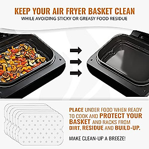 Air Fryer Parchment Paper Liners for Ninja Foodi XL Smart FG551 6-in-1 Indoor Grill, Ninja Foodi Accessories, Air Fryer Liners and Reusable Heat Resistant Mat, Air Fryer Accessories by INFRAOVENS