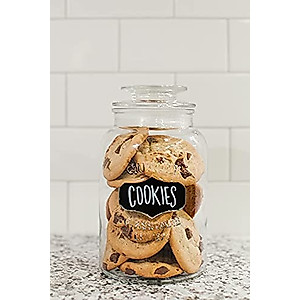 Kitchen Round Clear Glass Airtight Lids Chalkboard Canister Jar (Set of 3) with 3 Stick on Labels and Chalk Small