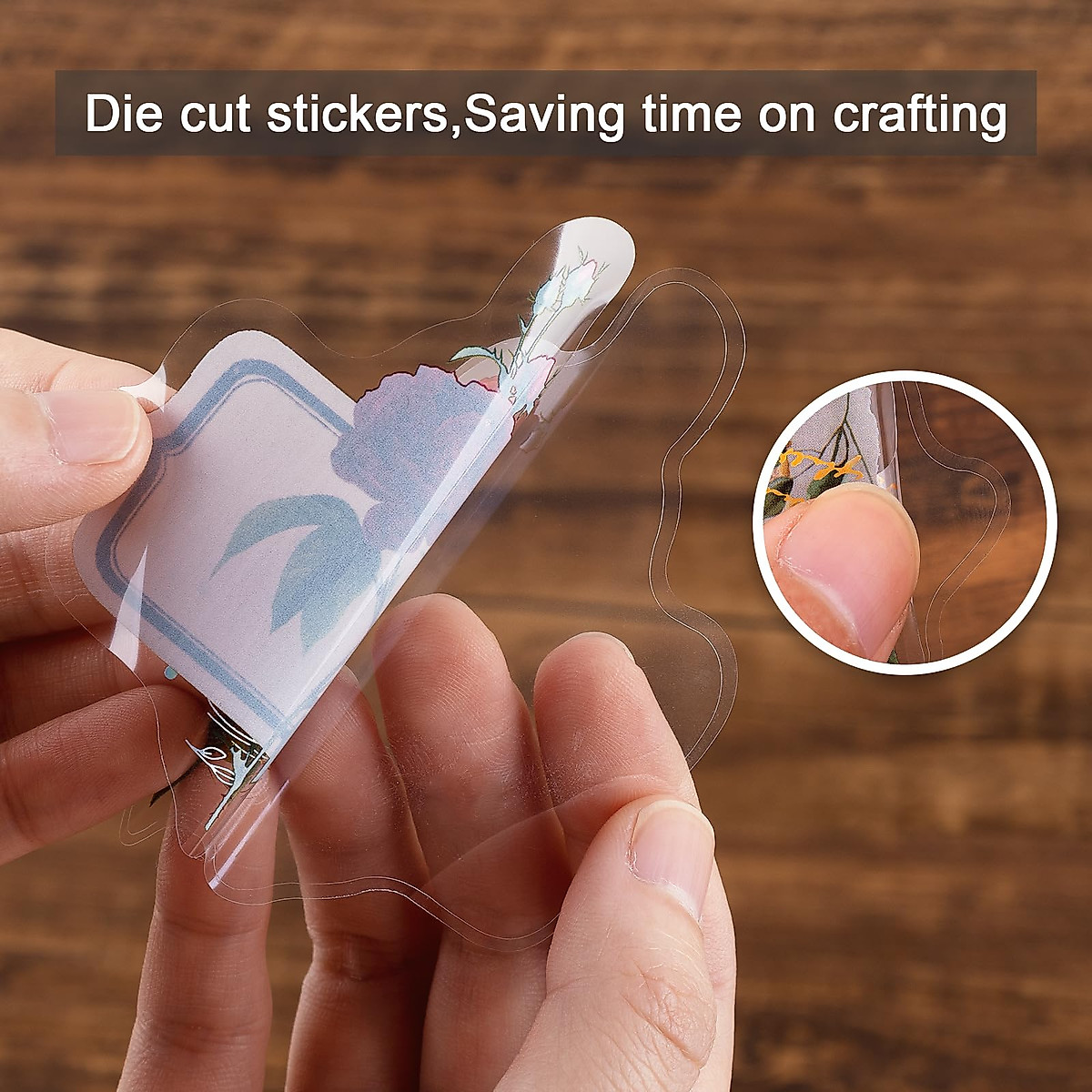 Dizdkizd Gold Foil Floral Stickers (180 Pieces), Transparent Aesthetics Sticker Set Vintage Scrapbooking Stickers for Card Making Envelope Gift Wrapping Journaling