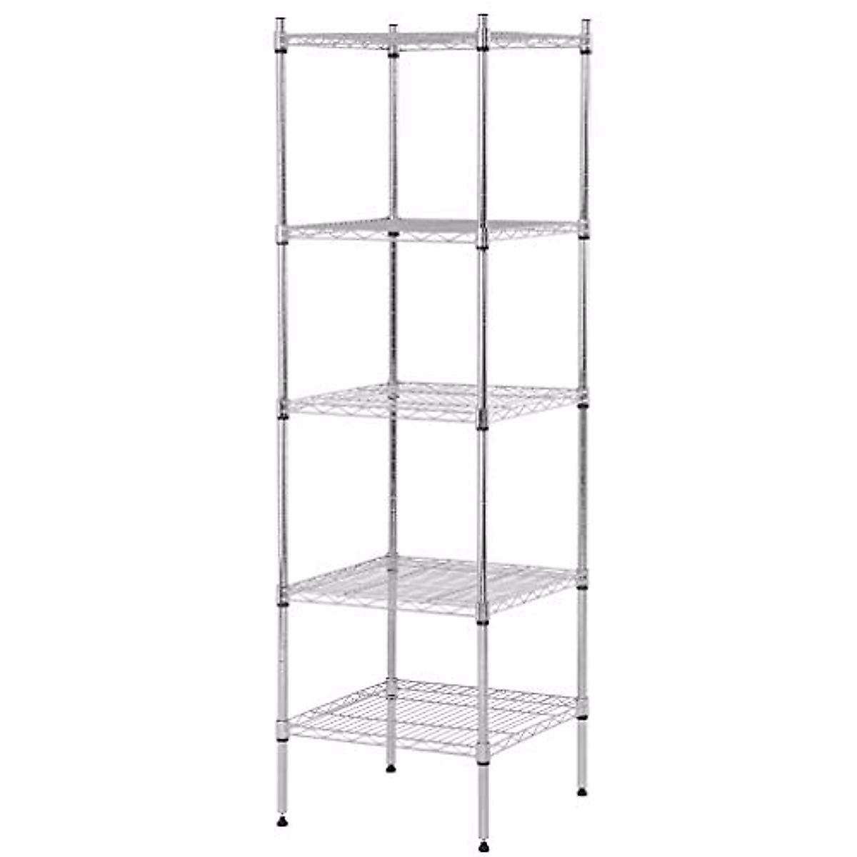 5 Shelf Wire Shelving Unit Metal Nsf Wire Shelf Organizer Storage Shelves Heavy Duty Height Adjustable Utility Leveling Feet Steel Layer shelf Commercial Grade Rack Capacity-18x18x59,Chrome