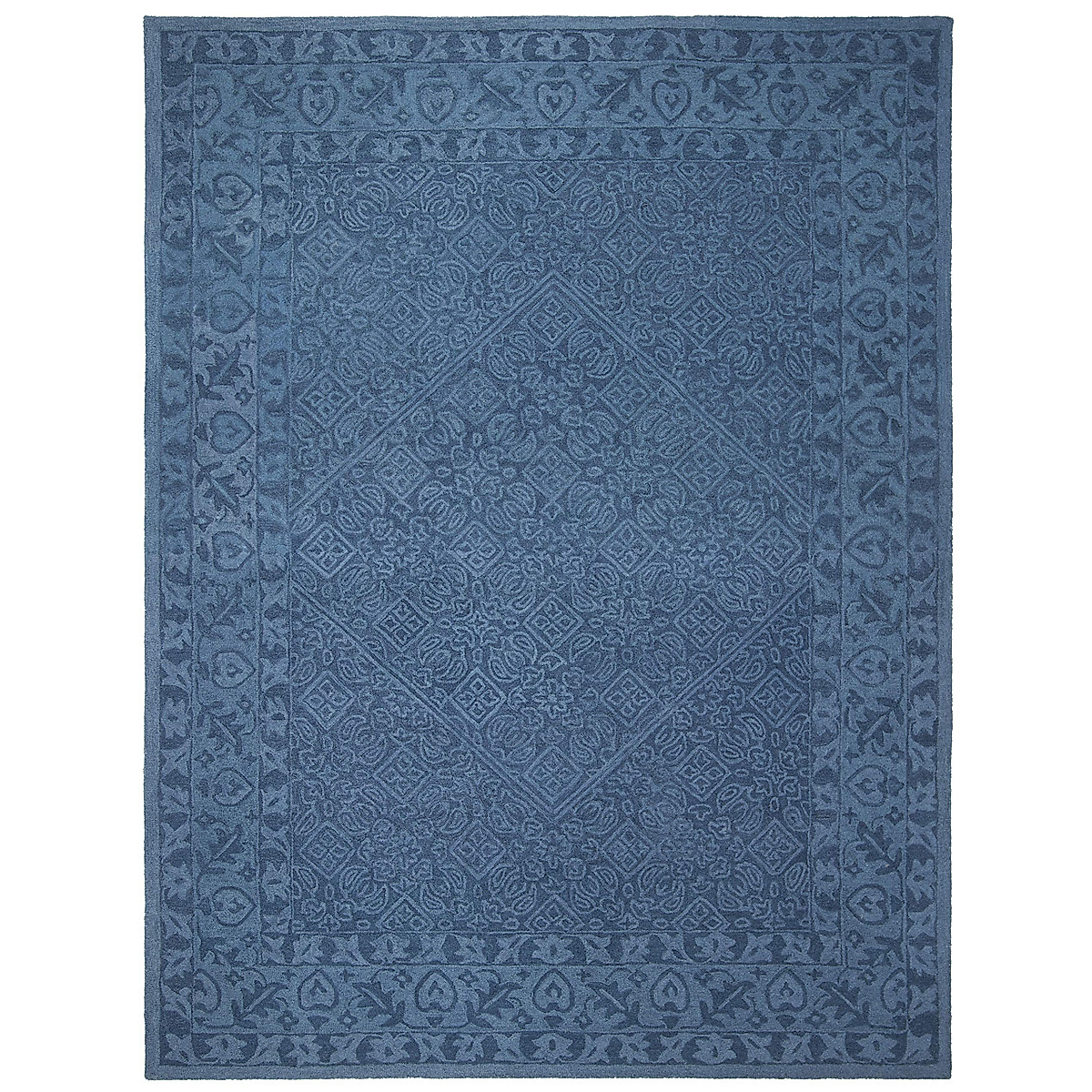 SAFAVIEH Dip Dye Collection Area Rug - 8' x 10', Navy Blue, Handmade Wool, Ideal for High Traffic Areas in Living Room, Bedroom (DDY151N)