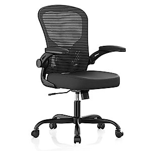 Office Chair, Ergonomic Desk Chairs 330LBS Capacity High Back Mesh Computer Chair with Flip-up Armrests, Comfy Work Chair with Adjustable Lumbar Support, Rolling Swivel Executive Task Chair Black