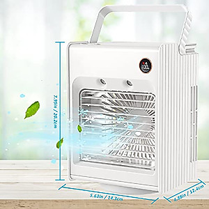 Portable Air Conditioner Fan, Personal Cooler Fan with 3 Speeds, Humidifier Sprays Misting Fan, 4000mAh Battery USB Rechargeable Mini Fan, Ultra Quite Ice Cooler Fan for Home Office Camping (White)