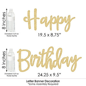 Big Dot of Happiness Adult 30th Birthday - Gold - Birthday Party Letter Banner Decoration - 36 Banner Cutouts - No-Mess Real Gold Glitter Happy Birthday Banner Letters