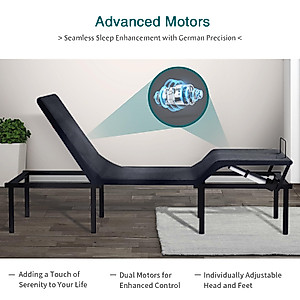 Twin XL Adjustable Bed Frame with Head and Foot Incline, Electric Adjustable Bed Base with New Generation Motor, Adjustable Bed for Seniors with Wireless Remote Control, 400 Lbs Capacity