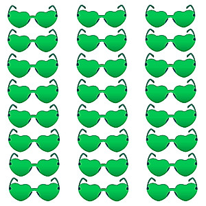 NUDALA Heart Rimless Sunglasses Love Candy Bachelorette Party Glasses Funky Transparent Sunglasses Party Favor (24 GREEN)