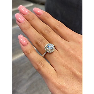 GLAM AND GEMS 1/2 Carat Lab Grown Diamond and 2 Carat Moissanite Engagement Ring for Women in 14k Rose Gold (D-E, VS, cttw) Wedding Ring