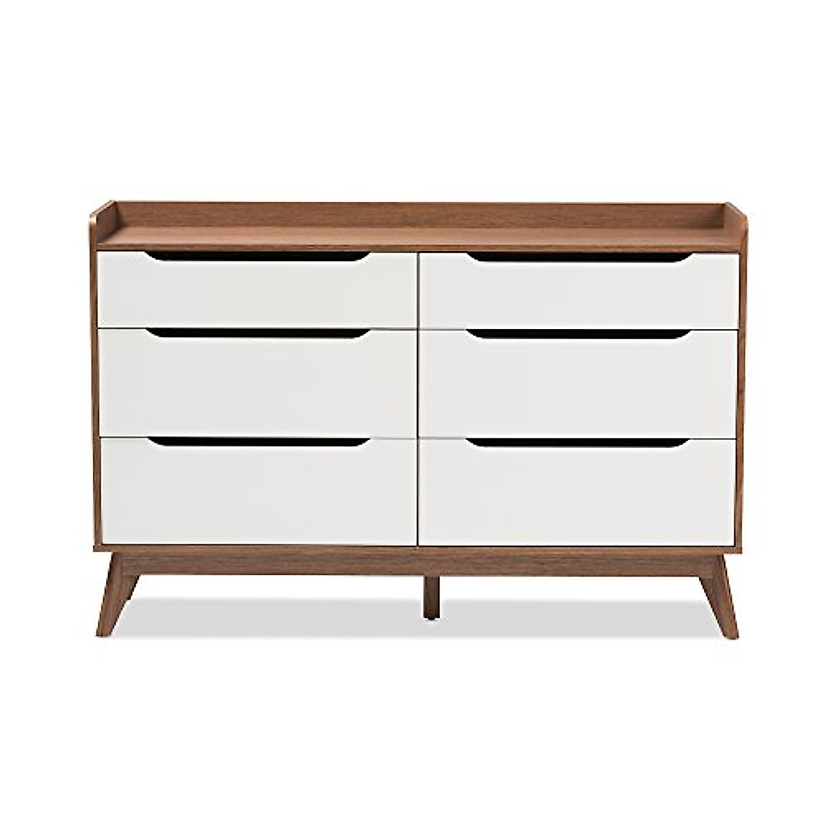 Baxton Studio Chests of Drawers/Bureaus, 6-Drawer Storage Dresser, White/Walnut Brown