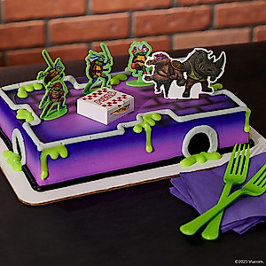 DecoSet® Teenage Mutant Ninja Turtles™ Pizza Power Cake Topper, 6-Piece Cake Decoration With Turtle Figurines, Cake Pic, And Pizza Launcher ! | For Birthday, Parties, Celebration