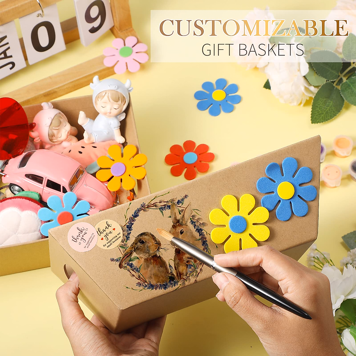 Mimorou 6 Pack Christmas Baskets for Gifts Empty Gift Basket Kit Includes 6 Empty Gift Baskets 6 Clear Gift Bags for Baskets and 10 Pull Bows Gift Packages for Christmas Birthday Party(Black)