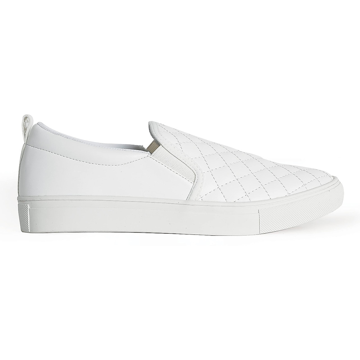 J. Adams Glimmer Sneakers for Women - Casual Glam Slip On Walking Shoes - White Quilted Vegan Leather - 6