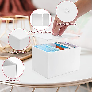ChengFu Acrylic Sanitary Napkin Storage Container, Pad Holder for Period, Pad Holder for Women Bathroom, Pad and Tampon Holder for Bathroom, Sanitary Napkin Dispenser, White