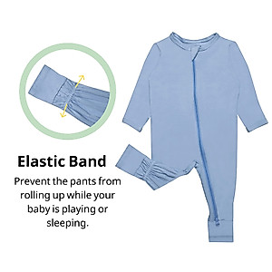 GUISBY Baby Pajamas Footless, Comfy Long Sleeve with Zipper Sleepers Light blue 18-24 Months