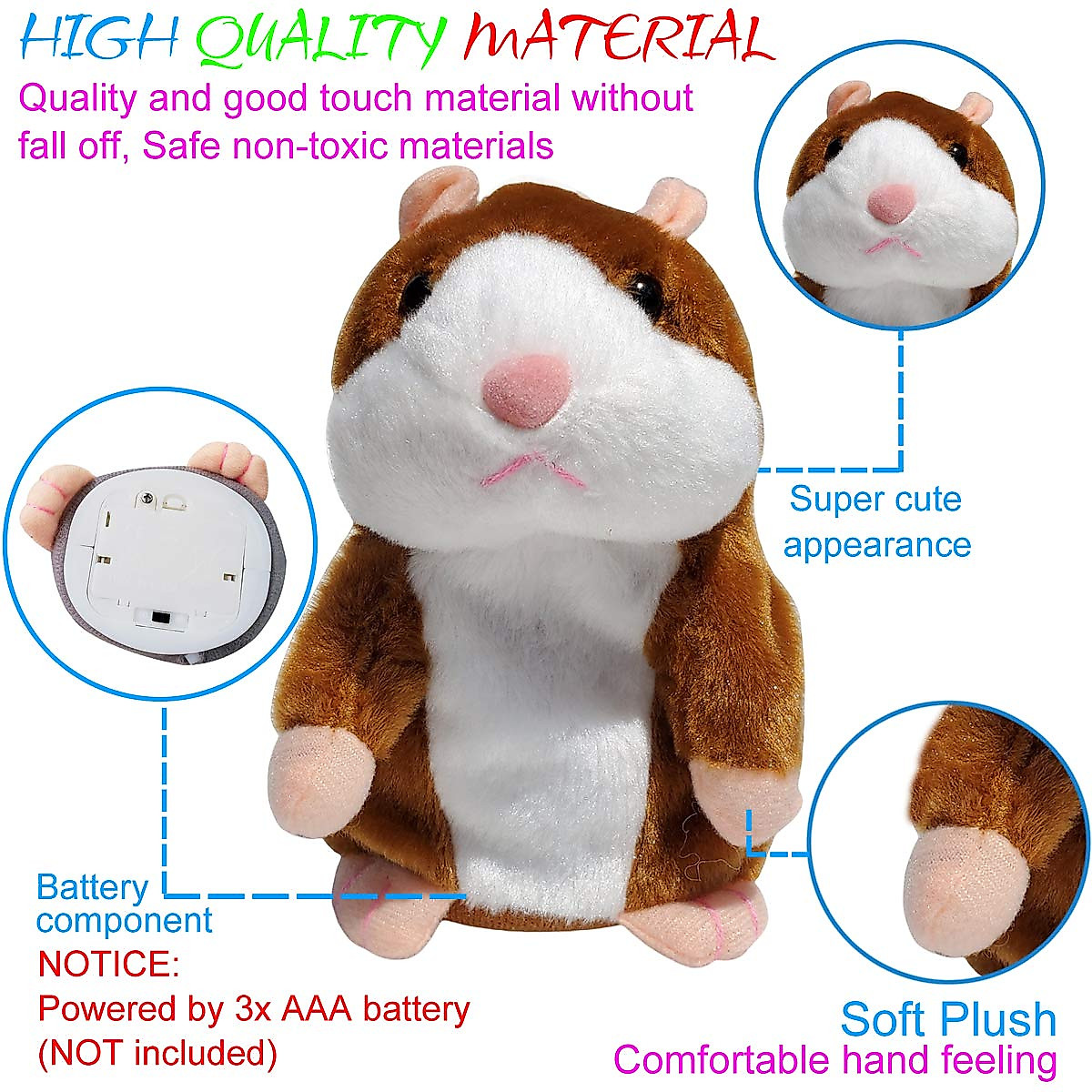 Tockrop 2 Pack Talking Hamster Mouse Plush Interactive Toy Repeat What You Say Mimicry Pet Talking Record for Early Learning