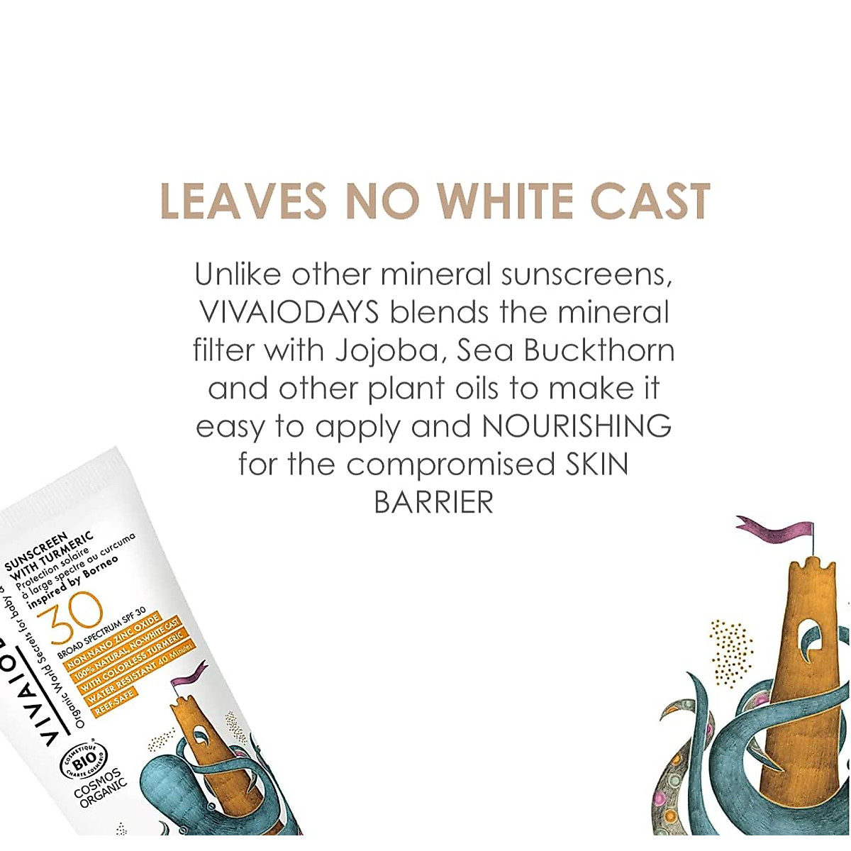 VIVAIODAYS - Sunscreen with Turmeric, Body & Facial Sunscreen with Broad Spectrum SPF 30, Sunscreen Lotion for Babies & Adults, Sun Skin Care, Reef Friendly Sunscreen, COSMOS ORGANIC Certified, 100 ml