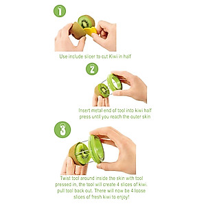 Fast Peel Any Fruit Or Soft Vegetable With Ease. Kiwi Slicer Peeler Pitter Scooper, Mango And Kimi Corer, Kiwi Fruit Scoop Kitchern Tool_Green