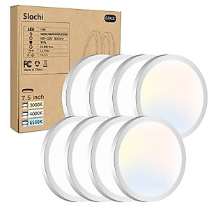 8PACK LED Flush Mount Ceiling Light Fixture, 3000K-4000K-6500K & 100W Equivalent Modern Kitchen Recessed Ceiling Lamp 15W 1500Lm 7.5 Inch Closet Round Surface for Bathroom Laundry Bedroom Hallway
