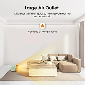 ISILER Space Heater, 1500W Portable Indoor Heater, Ceramic Space Heater Adjustable Thermostat Tip-Over Overheat Protection, Hot Cool Fan Electric Heater for Home Office Garage Green