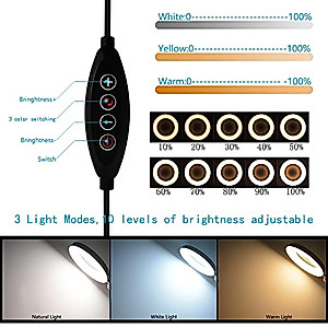 Magnifying Desk Lamp, Magnifying Glass with Light and Stand, 3 Color Modes, Magnifying Lamp with Clamp, Adjustable Swivel Arm with Light to Read Close Work (Black)