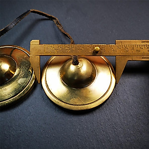 Gandhanra Tibetan Tingsha Bell Set - Tibetan Cymbals - for Sound Healing, Yoga, Meditation, and Mindfulness,Handmade in Nepal,Made of Brass,Plain Pattern,6.5cm/2.6 inch
