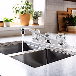 Dreyoo Bathroom Sink Knobs Replacement, Bathtub Faucet Handles with 4 Index Buttons, Compatible with Delta/LDR/Delex/Peerless Faucets, Hot and Cold Faucet Handles Replacement in Clear Acrylic